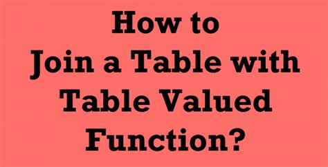 Sql Server How To Join A Table Valued Function With A Database Table Sql Authority With