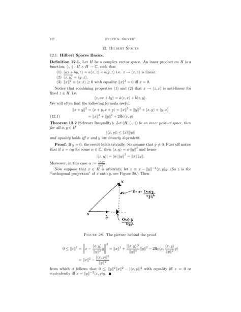12 hilbert spaces 12 1 hilbert spaces basics definition 12 1 let