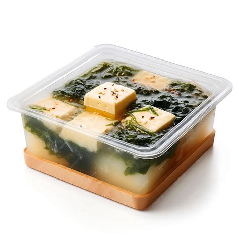 Premium Ai Image Isolated Of Styrofoam Food Box Holding Steaming Hot Miso Soup Styrofoam