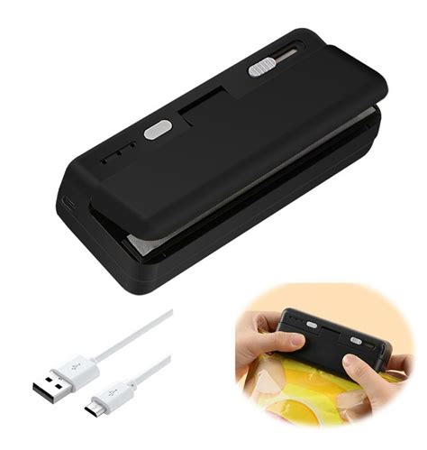 미니 백 실러 Usb 충전기 감자 칩 백 히트 실러 캐퍼 스낵 비닐 봉지 열 밀봉 및 커터 마일라 시리 티몬
