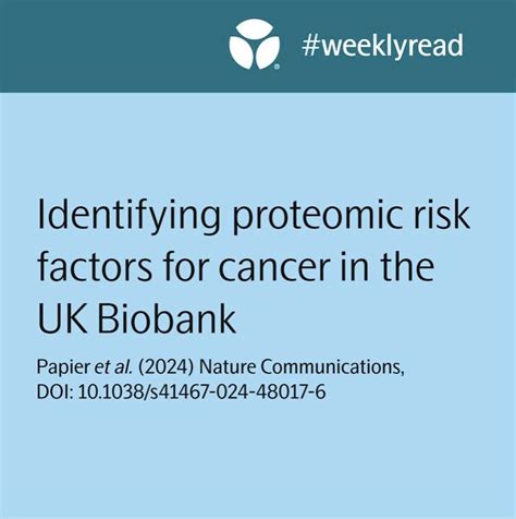 Olink Proteomics On Linkedin Weeklyread Biomarkers Oncology Ukbiobank Eshg2024