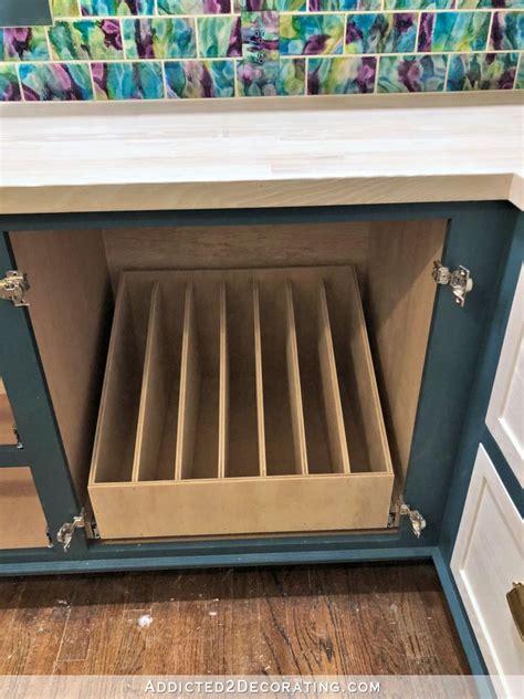 Diy Pull Out Slotted Drawer For Cookie Sheets Pizza Pans Cutting Boards