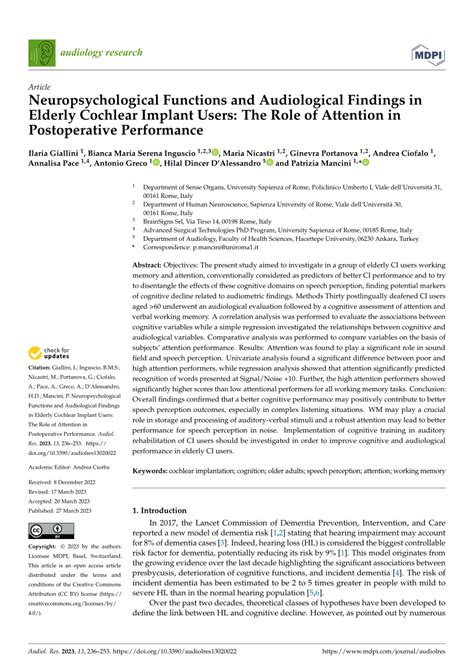 Pdf Neuropsychological Functions And Audiological Findings In Elderly