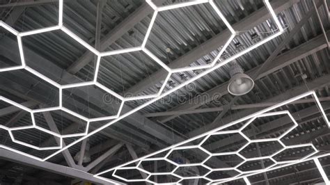 Modern Ceiling Lights Forming Hexagonal Pattern Stock Footage Video Of Structure