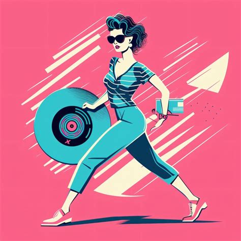 Premium Ai Image Vaporwave Girl 80s Retro Woman Portrait With