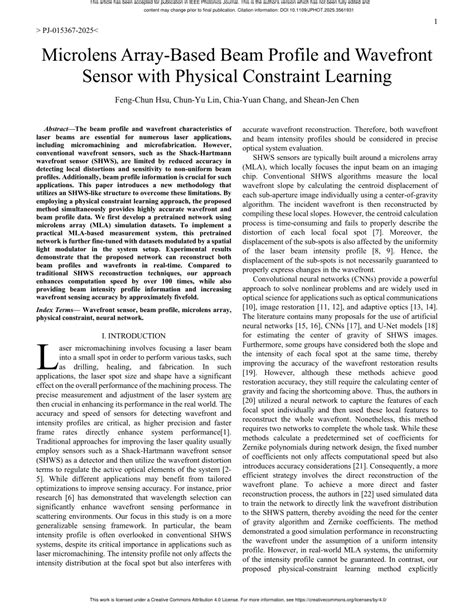 Pdf Microlens Array Based Beam Profile And Wavefront Sensor With Physical Constraint Learning