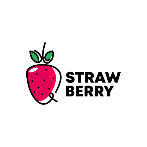 Vector De Concepto De Diseño De Logotipo De Fresa Vector Premium