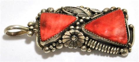 Old Pawn Red Spiny Oyster Sterling Silver Pendant Cucy Lucy C