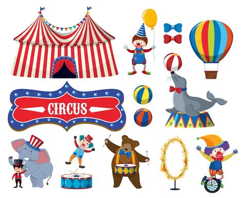 Premium Vector Set Of Various Circus Objects