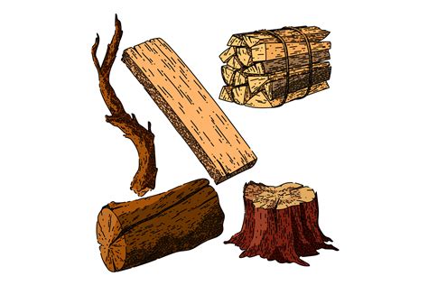 Wood Log Set Sketch Hand Drawn Vector Graphic By Pikepicture Creative Fabrica
