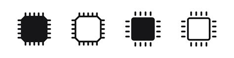 Prozessorsymbole Chipvektoriconset Cpuvektorsymbole Mikroprozessorchipsymbole Stock Vektor Art