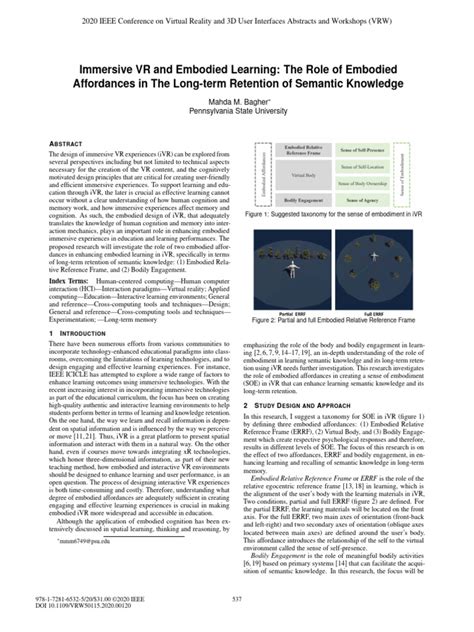 Immersive Vr And Embodied Learning The Role Of Embodied Affordances In The Long Term Retention