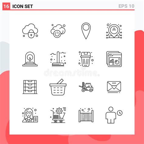 Collection Of 16 Vector Icons In Line Style Modern Outline Symbols For Web And Mobile Stock