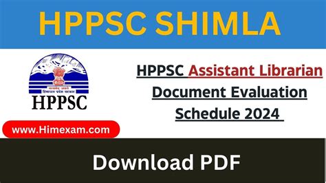 HPPSC Assistant Librarian Document Evaluation Schedule Himexam Com