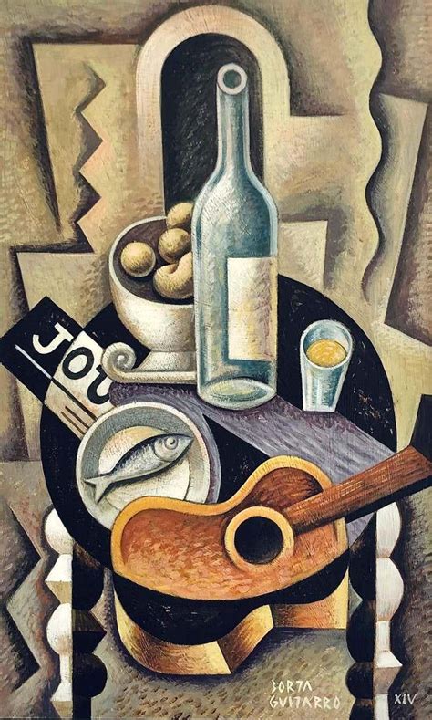 Borja Guijarro Still Life With Guitar Ii Original Cubism Abstract
