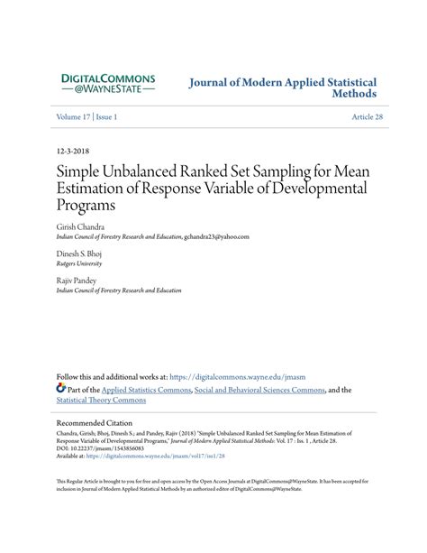 Pdf Simple Unbalanced Ranked Set Sampling For Mean Estimation Of
