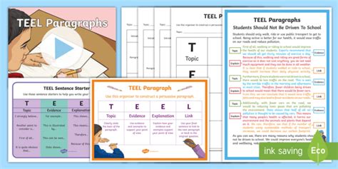 Teel Paragraphing Resource Pack Topic Evidence Explanation Link