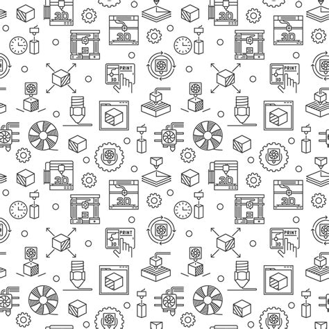 3d Printing Vector Additive Technology Concept Seamless Pattern In Thin