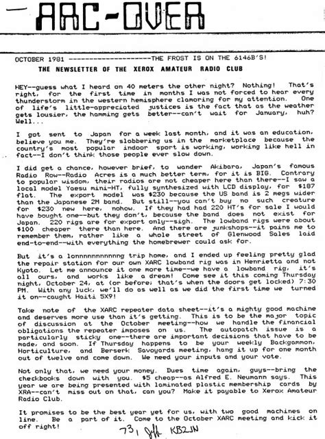 History Xrx Amateur Radio Club