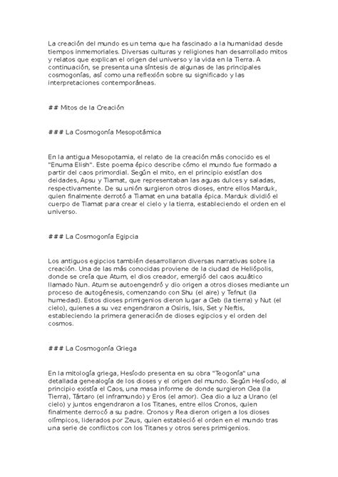 La Creación Del Mundo Es Un Tema Que Ha Fascinado A La Humanidad Desde