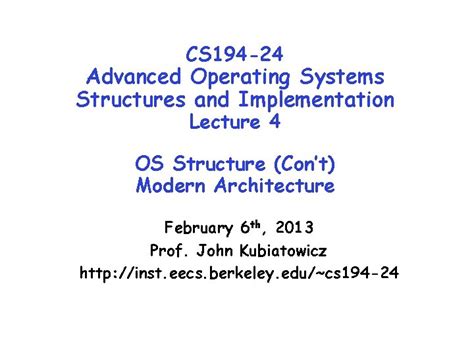 CS Advanced Operating Systems Structures And