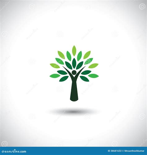 People Tree Icon With Green Leaves Stock Vector Illustration Of Feasible Leaf