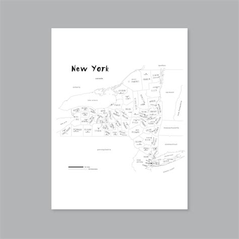 Ny State Map Of County Etsy Uk