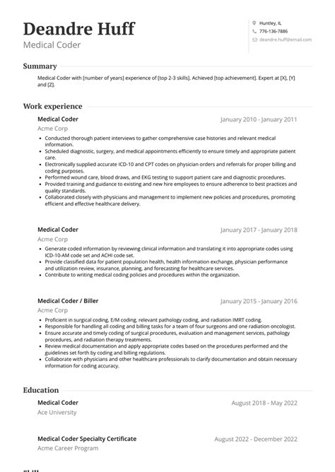 Medical Coder Resume Examples And Templates