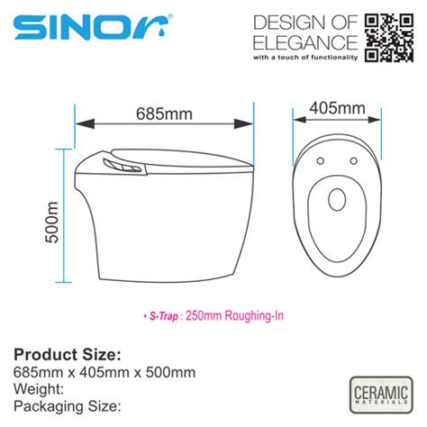 Sinor Swc 800 One Piece Intelligent Water Closet Bathroom Ai Wc Sinor