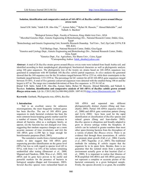 Pdf Isolation Identification And Comparative Analysis Of 16s Rrna Of