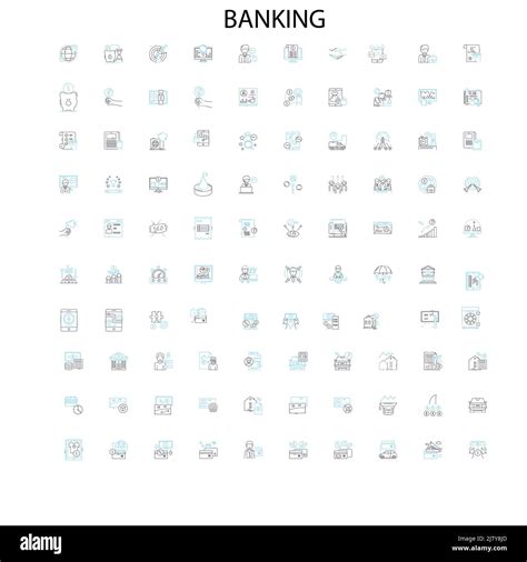 Banking Icons Signs Outline Symbols Concept Linear Illustration Line Collection Stock Vector