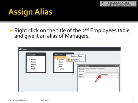 Microsoft Access Self Joins Ppt