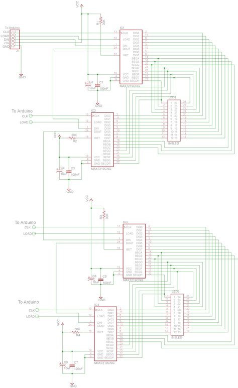 Max7219 In Daisy Chain How Many Decop Capacitors I Need Leds And