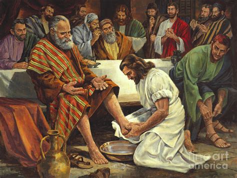 Jesus Washing Feet By Don Langeneckert