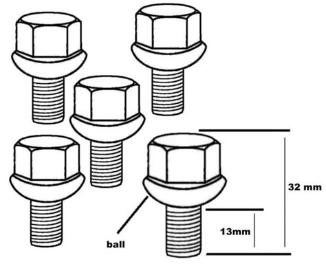 Wheel Bolts M12 X 15 Standard Vw Beetle
