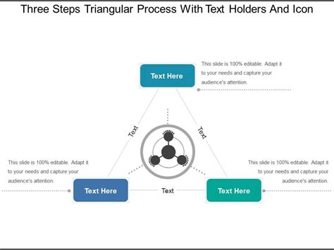 Three Steps Triangular Process With Text Holders And Icon PPT Images Gallery PowerPoint