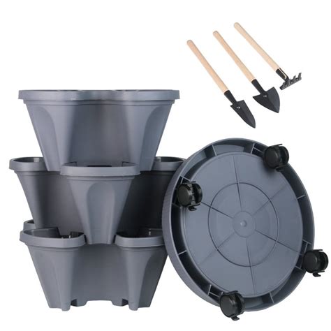 3 Tier Vertical Planter Stackable Herb Garden Stack Planter Indoor Outdoor For Balcony Flowers