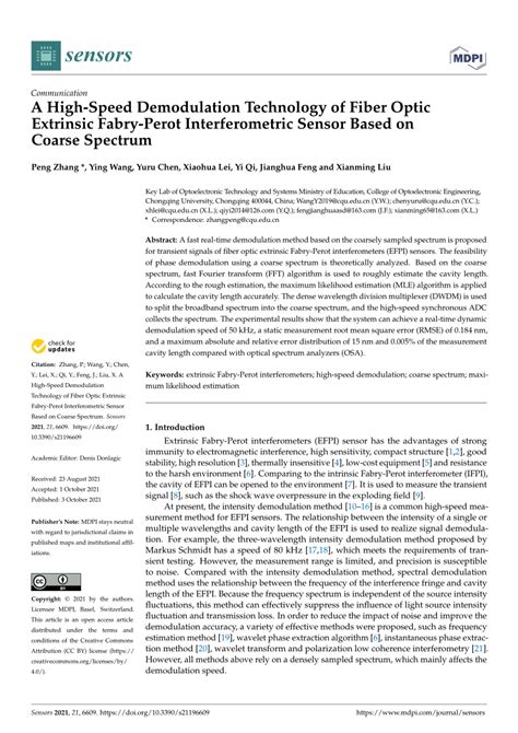 Pdf A High Speed Demodulation Technology Of Fiber Optic Extrinsic