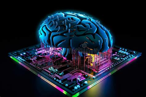 Ai Chipset With Human Brain On Computer Circuit Board Artificial