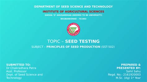 Pdf Seed Testing