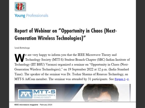 Ieee Microwave Magazine February 2023young Professionals