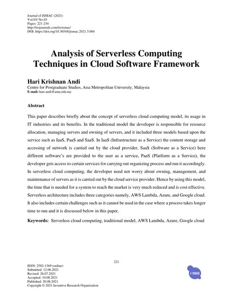 Pdf Analysis Of Serverless Computing Techniques In Cloud Software