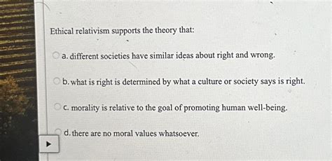 Solved Ethical Relativism Supports The Theory That A