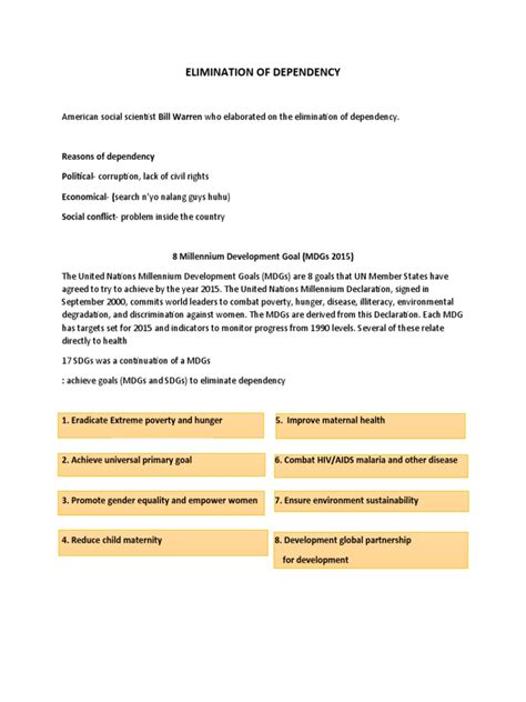 Eliminate Dependency Mdgs And Sdgs Pdf