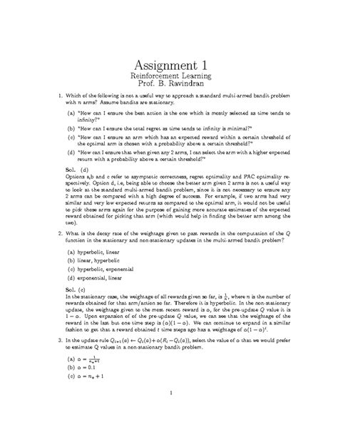A1 Artificial Intelligence Assignment 1 Reinforcement Learning Prof