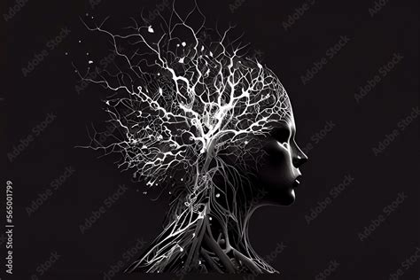 Technology Meets Humanity Wires Coming Out Of Humanoid Head Machine Neural Learning Process