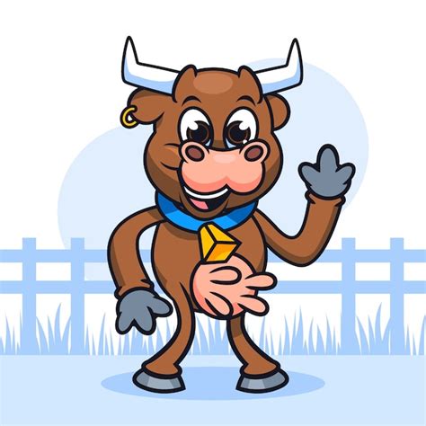 손으로 그린 만화 암소 그림 무료 벡터