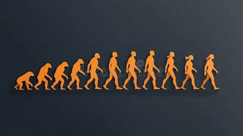 Concept Of Evolution Portrayed As A Figure Walking Through Different