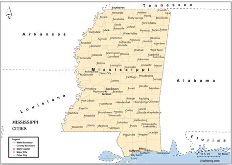 Mississippi State Map Cities