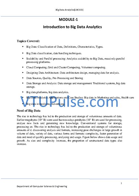 Module 1 Vtupulse 1 Module 1 Introduction To Big Data Analytics